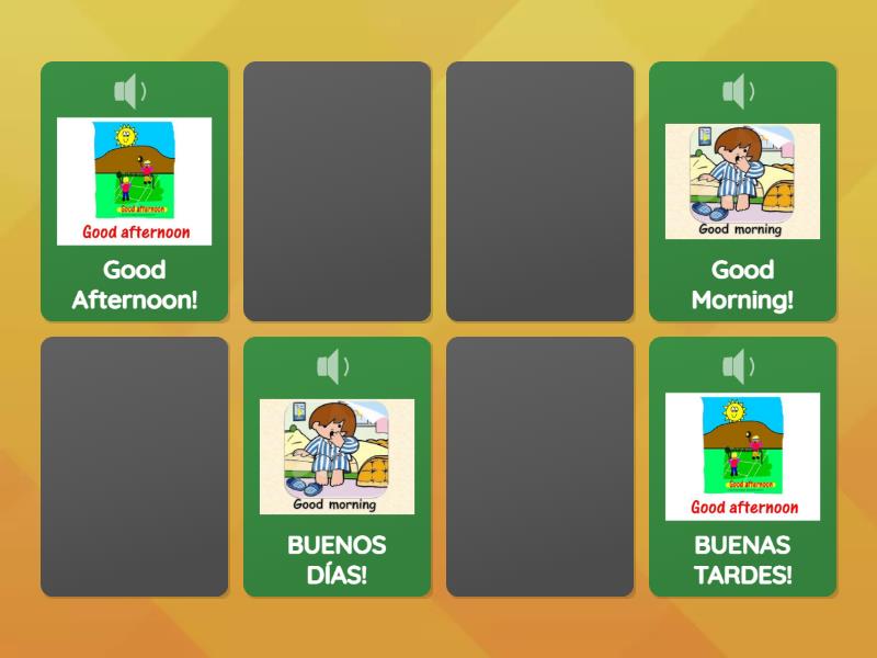 PERIODS OF THE DAY and GREETINGS MEMORY GAME - Matching pairs