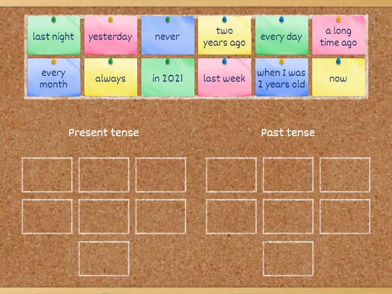 3B unit 6 present + past tense - Group sort