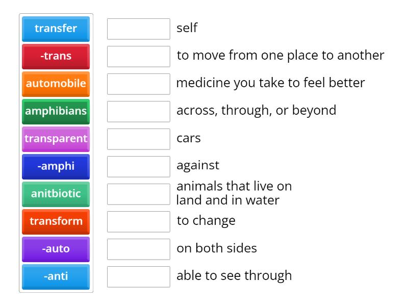 Latin and Greek Prefixes - Match up