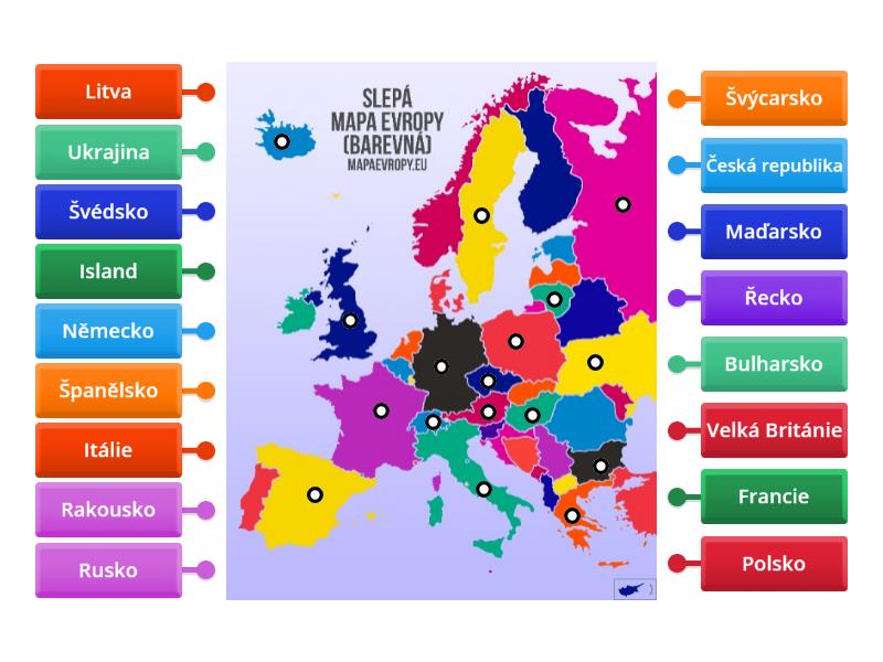 Slepá mapa Evropa - Labelled diagram
