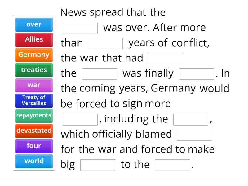 WW1 (Part 2) - Complete the sentence
