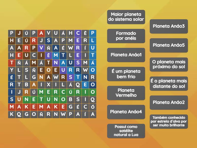 Sistema Solar - Sopa de letras