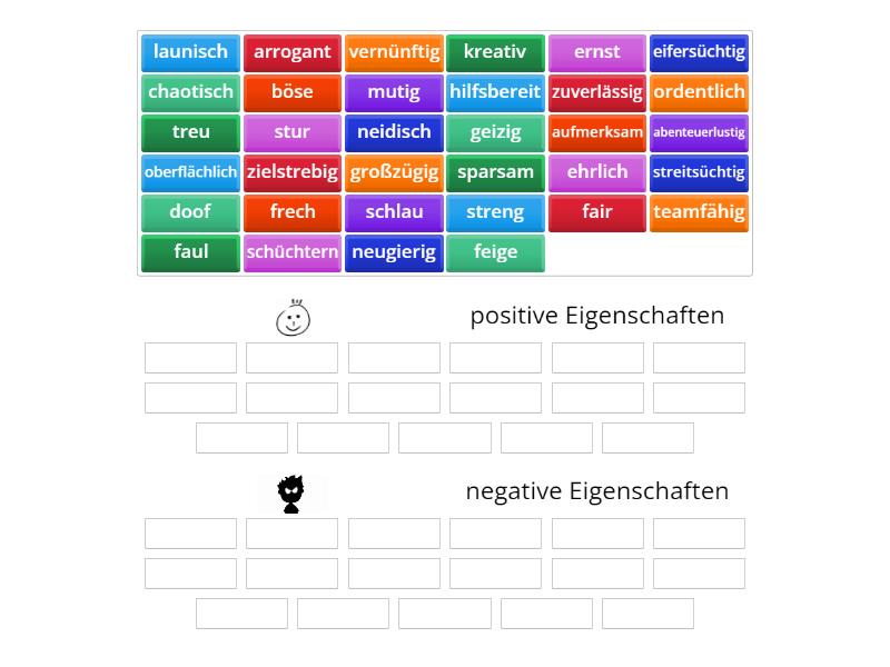 Menschen B 1.1._1 Charaktereigenschaften - Ordenar por grupo