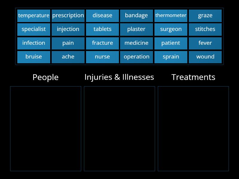 U6 Medical Vocabulary - Group sort