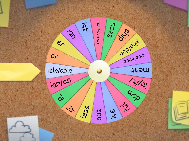 Suffixes - Create words - Spin the wheel