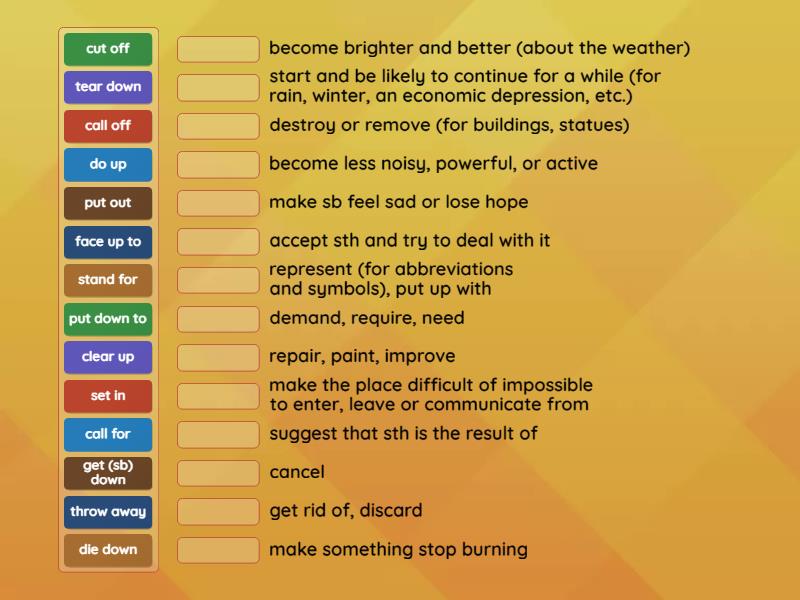 Disasters and Environment Phrasal Verbs - Une las parejas