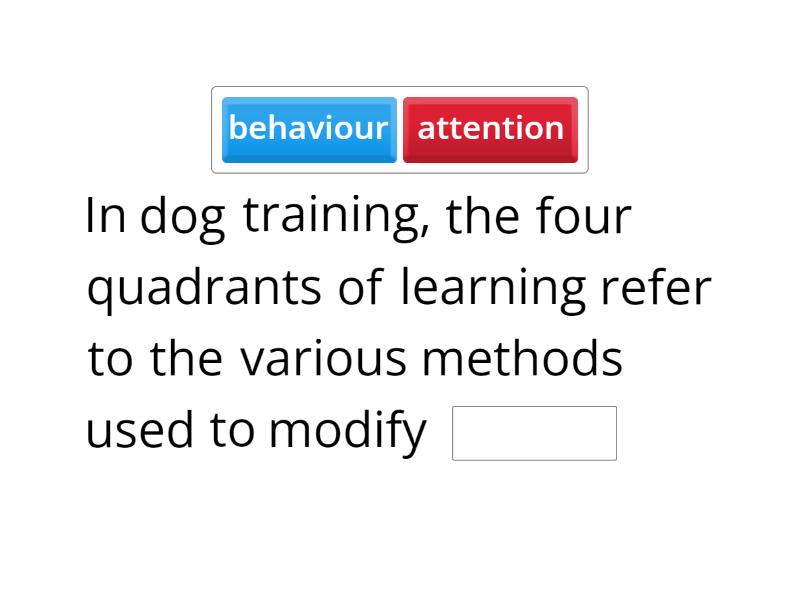 The Quadrants of Canine Learning - Complete the sentence