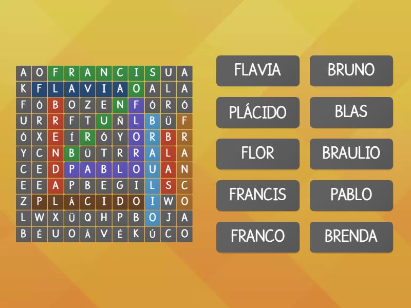 NOMBRES DE PERSONAS CON SILABAS TRABADAS - Sopa de letras