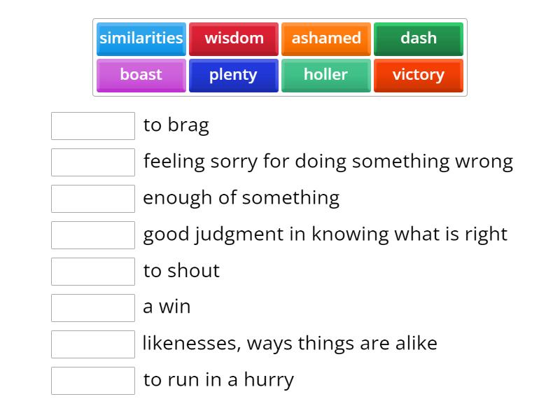 How Beetle Got Her Colors - Vocabulary - Match up
