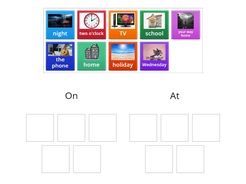 Prepare 3 U3 Prepositions on at - Group sort