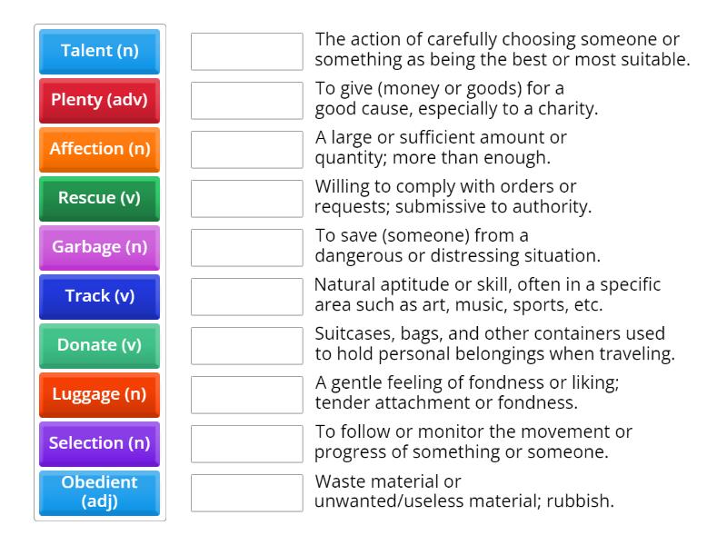 Match the word with definition - Match up