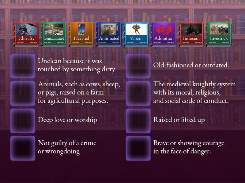 History of Medieval Knights Vocabulary - Match up