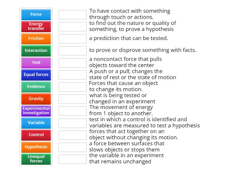 Force and Motion - Match up
