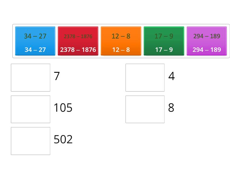 Mental math quiz - Match up