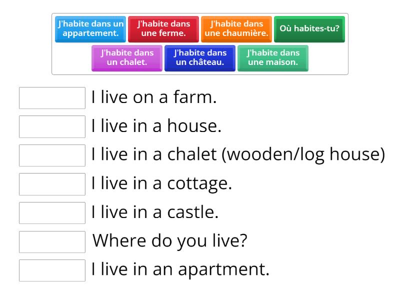 Où habites-tu? (HOUSES) - Match up
