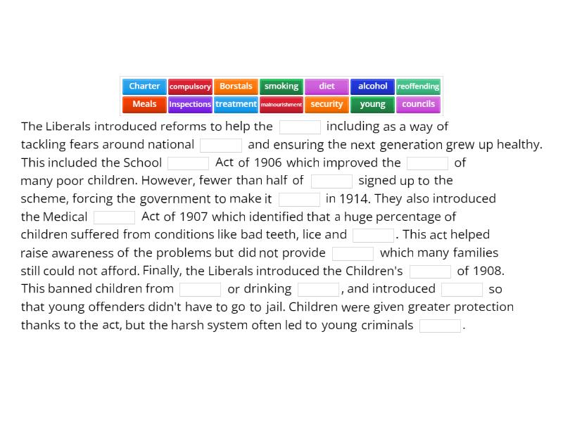 Liberal Reforms - Young - Complete the sentence