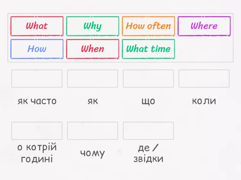 Question words - Match up