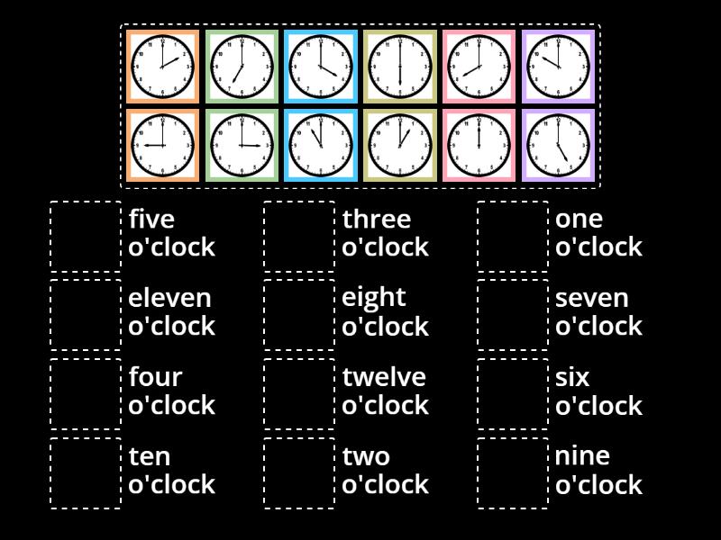 Telling Time - Full Hours [Words to Analog] - Match up