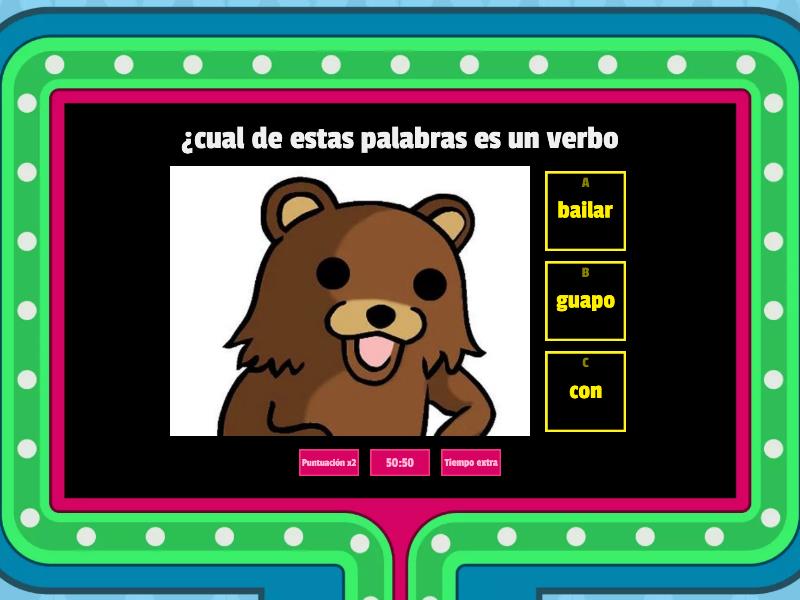 tipos de palabras con el oso - Concurso de preguntas