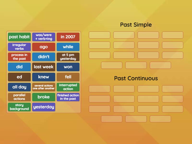 past simple or past continuous usage - Group sort