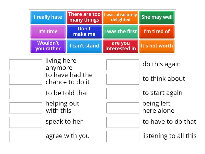 AC1-7 U8 LA - gerunds and infinitives - Une las parejas