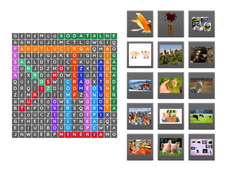 Actividades economicas de los continentes - Sopa de letras