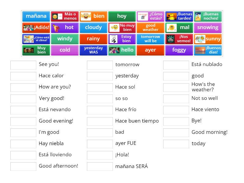 Greetings / weather / calendar - Match up