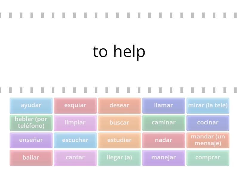 Practice: -ar Verbs 1 (Exploraciones: Cap. 2) - Find the match