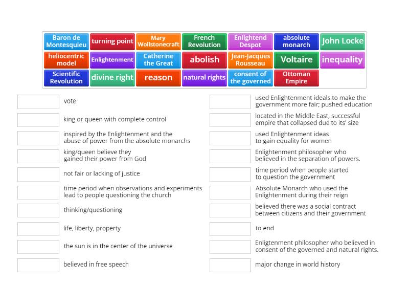 Enlightenment Vobualry - Match up