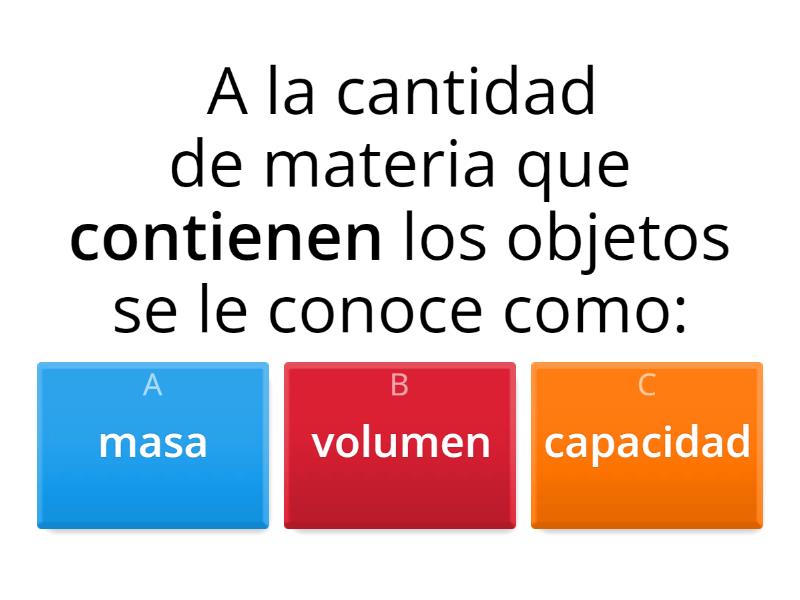 Propiedades de los materiales: masa y volumen - Quiz