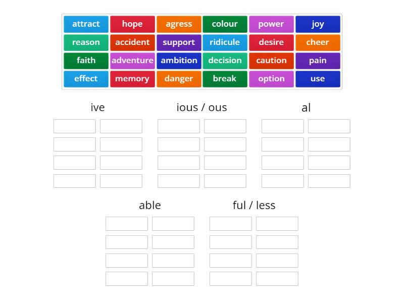 Adjective-suffixes sol. pre-int. 8E - Group sort