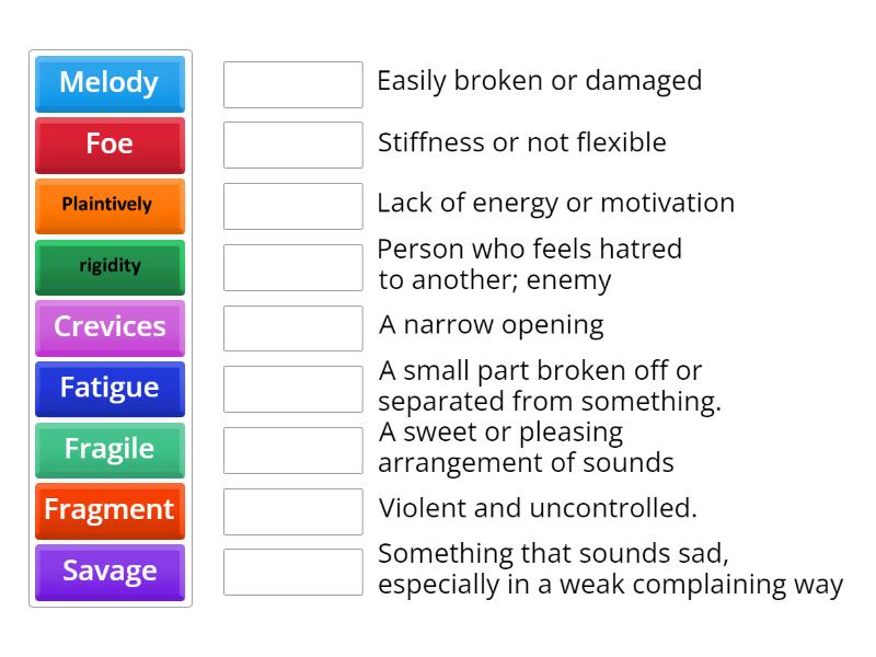 Paper 1 (The Pearl) Vocabulary - Match up