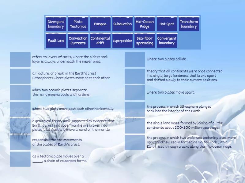 Plate Tectonics- 7.10AB - Match up