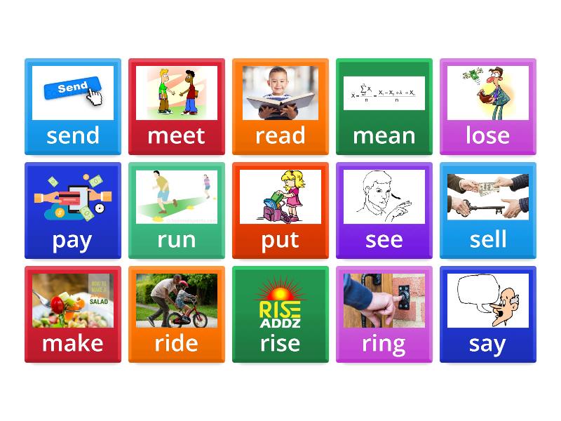 Irregular verbs 4 (lose - send) flip cards - Flip tiles