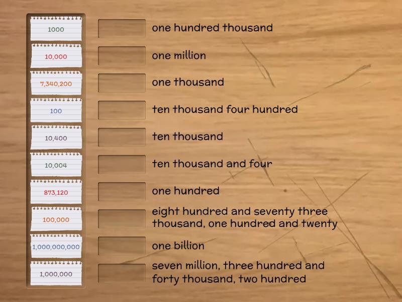 Large numbers 2 - Match up