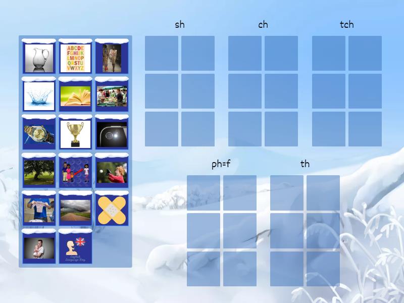 Consonant digraphs sh/ ch/ th / tch - Ordenar por grupo