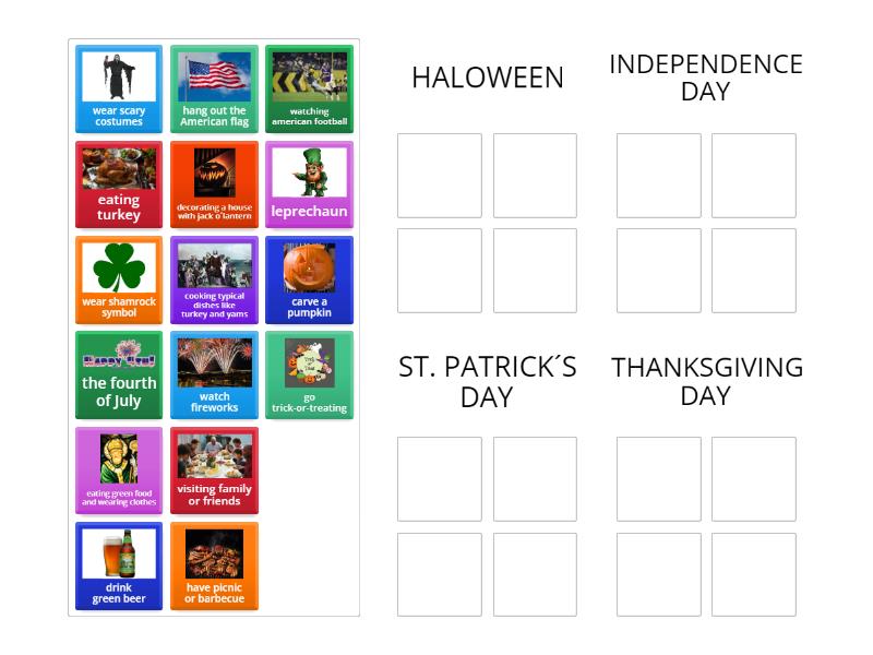 7. American holidays and traditions - Group sort