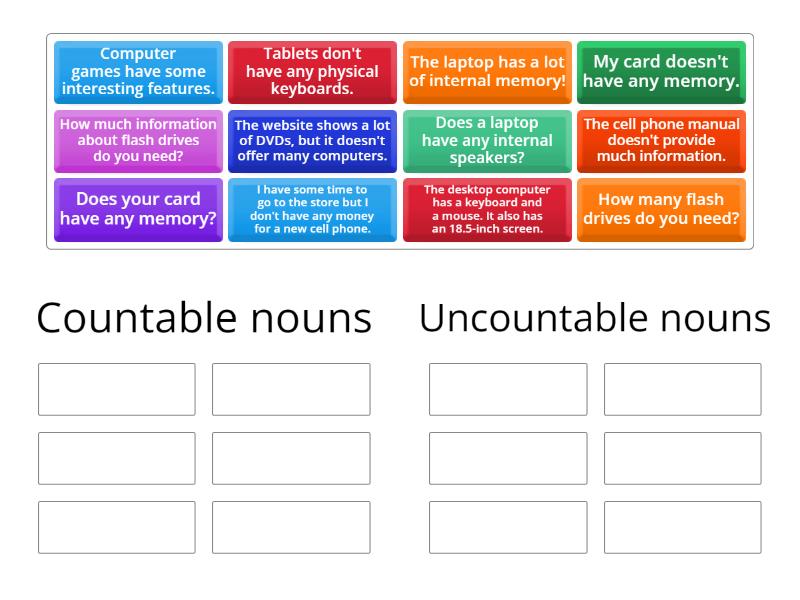 A/AN/SOME/ANY - Countable and uncountable nouns - การเรียงลำดับกลุ่ม
