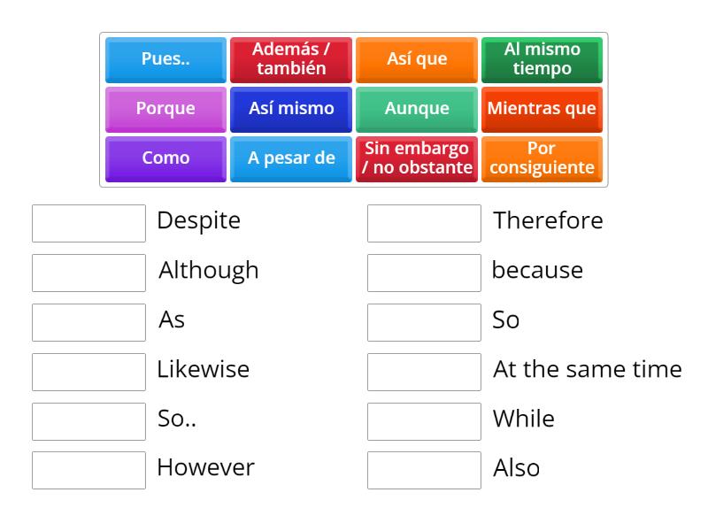 Higher Spanish: Connectors - Match up