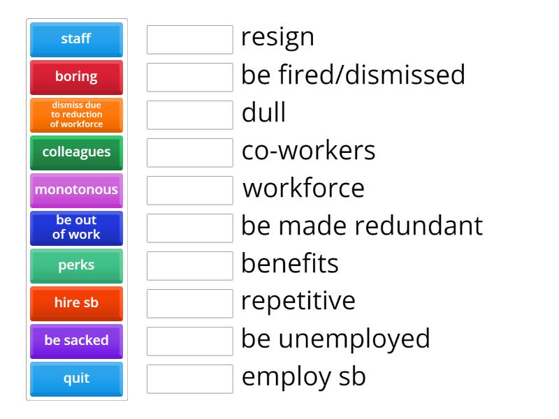 Work Synonyms - Match up