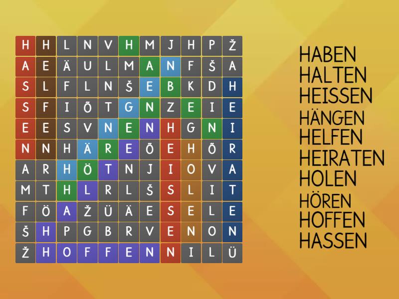 Verben H - Wordsearch