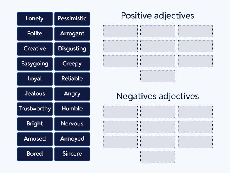 Adjectives pairs - Group sort