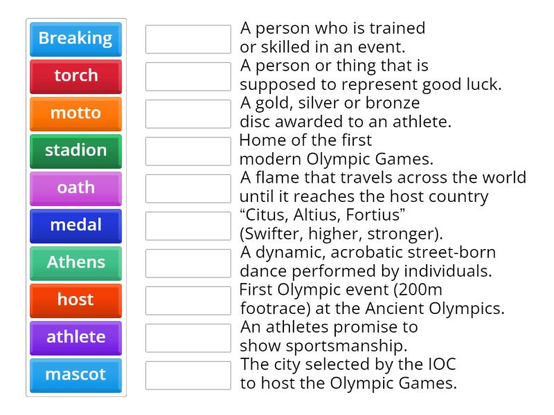 Olympic Terms - Match up