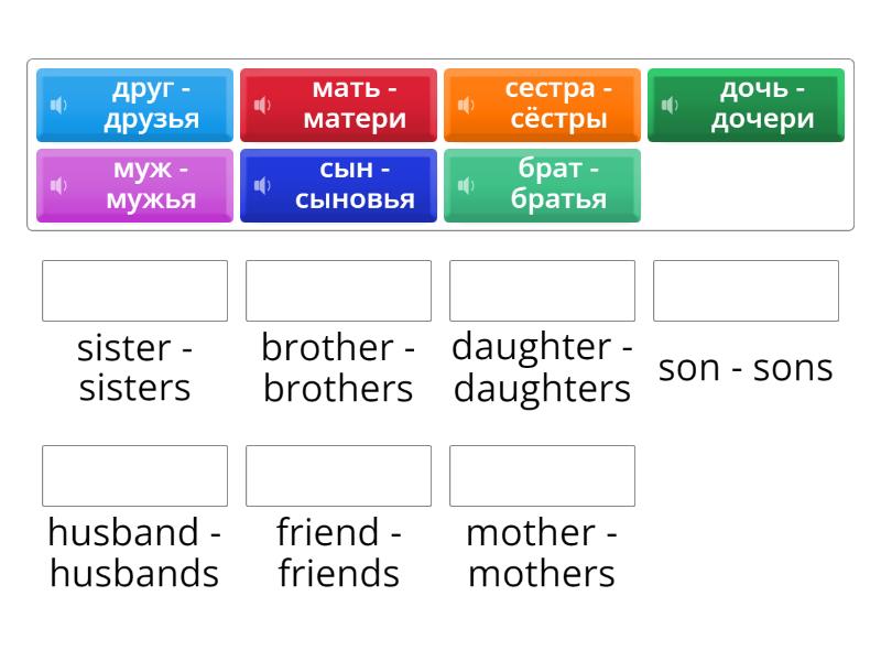 Plural nouns - irregular - Match up