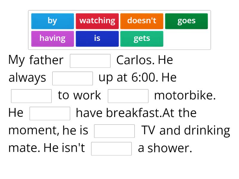 Present simple & Continous - Missing word