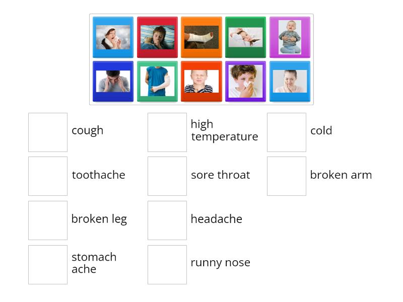 UNIT 4. Health problems. 1 - Match up