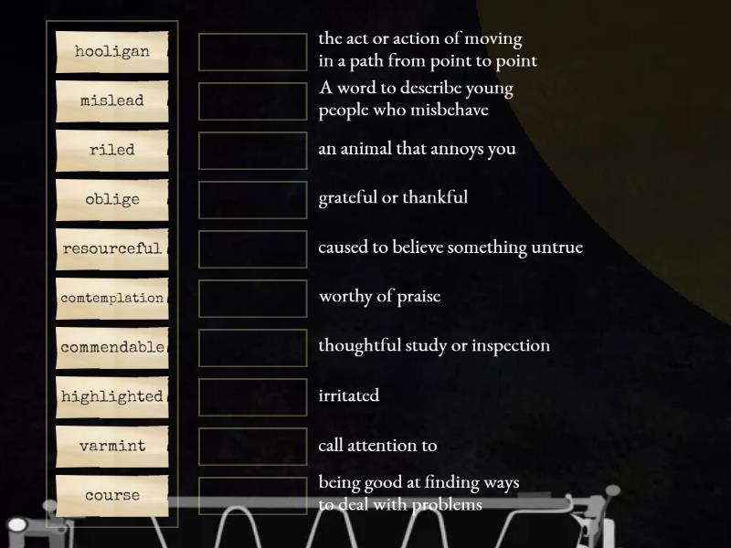 Thunder Rose Vocabulary - Match up