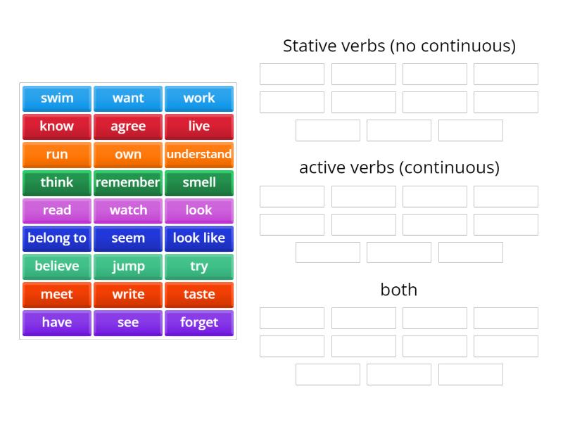 Stative / active verbs - Group sort