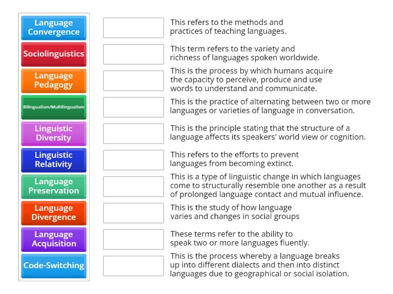 Language and Linguistics - Match up