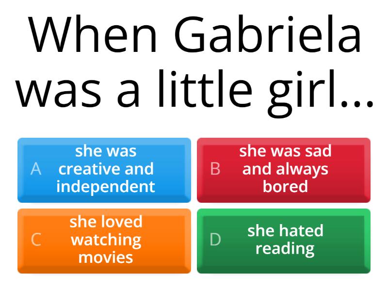 My Name is Gabriela Comprehension - Quiz